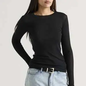 Auralee Sheer Rib Long Sleeve Top