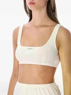Sporty & Rich Ribbed-knit Logo-patch Cropped Top