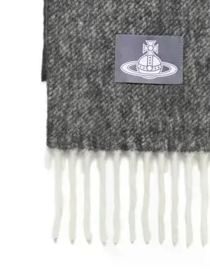 VIVIENNE WESTWOOD Orb-patch Fringed Scarf - Grey