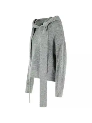 Closed Fine-knit Drawstring Hooded Sweater