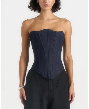 Manière De Voir Scarlett Denim Lace Up Corset