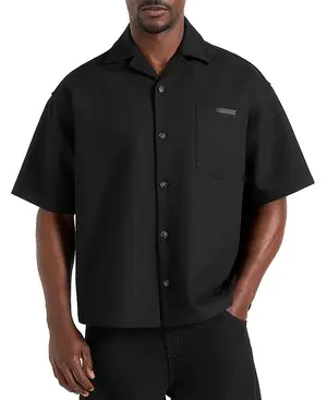 Manière De Voir Brook Signature Twill Boxy Shirt - Black