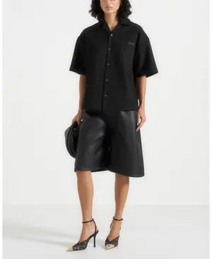 Manière De Voir Brook Signature Twill Boxy Shirt - Black