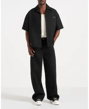 Manière De Voir Brook Signature Twill Boxy Shirt - Black
