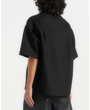 Manière De Voir Brook Signature Twill Boxy Shirt - Black