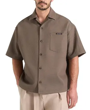 Manière De Voir Brook Signature Twill Boxy Shirt - Olive