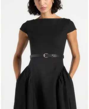 Manière De Voir Gaia Boat Neck Flared Maxi Dress - Black