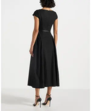 Manière De Voir Gaia Boat Neck Flared Maxi Dress - Black