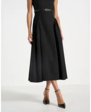 Manière De Voir Gaia Boat Neck Flared Maxi Dress - Black