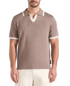 Manière De Voir Lambert Contrast Detail Knit Polo - Mushroom