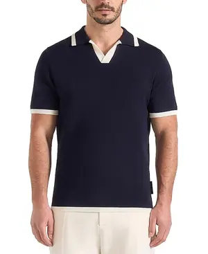 Manière De Voir Lambert Contrast Detail Knit Polo - Navy