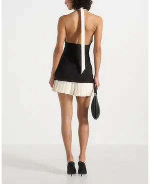 Manière De Voir Jasmine Halterneck Pleated Mini Dress - Black