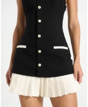 Manière De Voir Jasmine Halterneck Pleated Mini Dress - Black