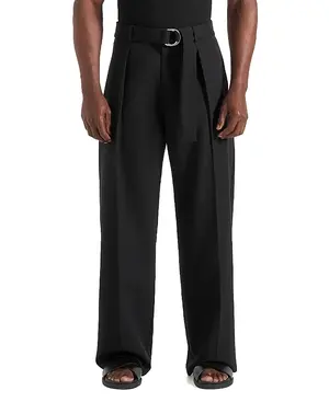 Manière De Voir Loic Wide Leg Tailored Trousers With Belt - Black