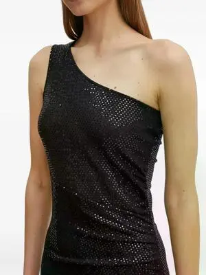MORGAN One-shoulder Sequin-embellished Midi Dress - Black