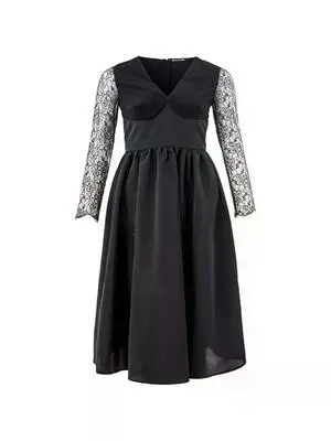 LARDINI Lace-panelled Taffeta Midi Dress