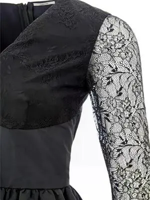 LARDINI Lace-panelled Taffeta Midi Dress