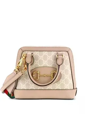Gucci Horsebit 1955 Top Handle Bag Gg Coated Canvas With Leather Mini Shoulder Bag