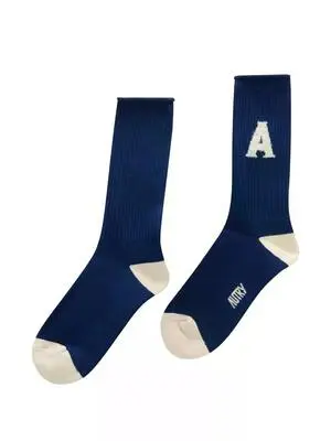 AUTRY Logo-patch Ribbed-knit Socks