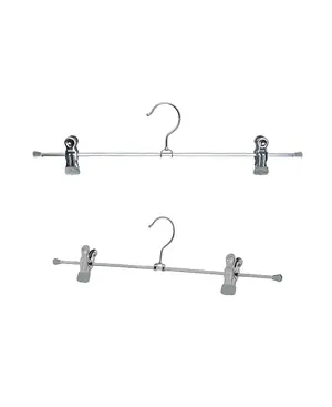MAWA Adjustable Pant Clip Hanger With Grip Tip Clips, Model K40d, Set Of 10 Silver