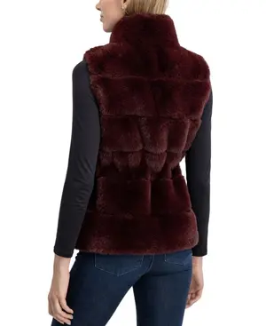 LYLA GRANT Faux Fur Rex Rabbit Vest - Wine