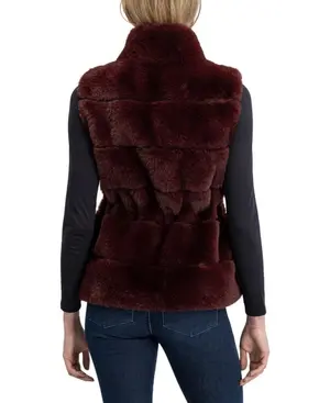 LYLA GRANT Faux Fur Rex Rabbit Vest - Wine