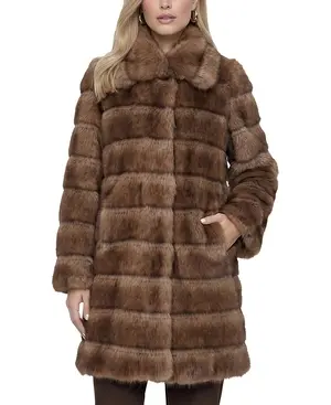 LYLA GRANT Faux Fur Sable Short Coat - Brown