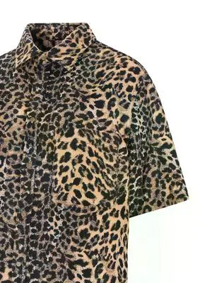 DARKPARK Vale Leopard Denim Short Sleeved Shirt - Neutrals