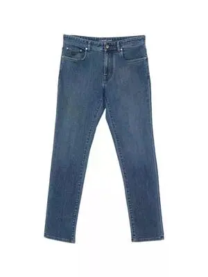 Corneliani Logo-embroidered Straight-leg Jeans - Blue