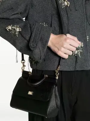 Dolce & Gabbana Small Sicily Handbag In Dauphine Calfskin - Black