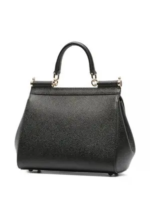 Dolce & Gabbana Small Sicily Handbag In Dauphine Calfskin - Black