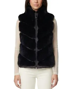 LYLA GRANT Faux Fur Silver Fox Vest - Black