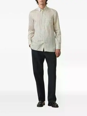 Paul Smith Regular-fit Ecru And Blue Stripe Lyocell-silk Shirt