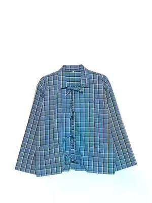 BASERANGE Limber Plaid-fastening Tie-fastening Shirt - Blue