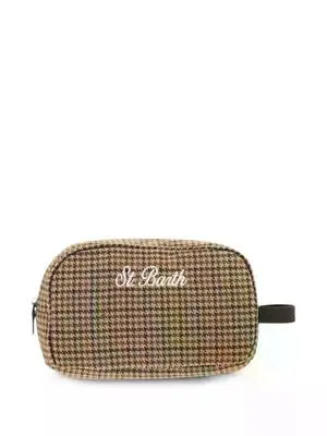 MC2 SAINT BARTH Westwood Houndstooth Wash Bag - Brown