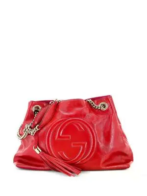 Gucci Soho Chain Strap Shoulder Bag Patent Medium Tote Bag - Red