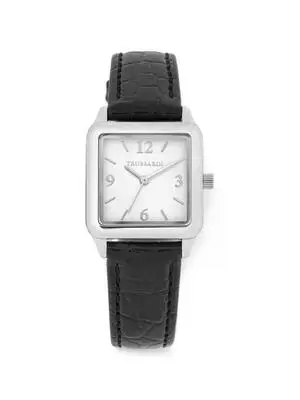 TRUSSARDI T-shape Square-face Leather-strap 28mm Watch - Silver
