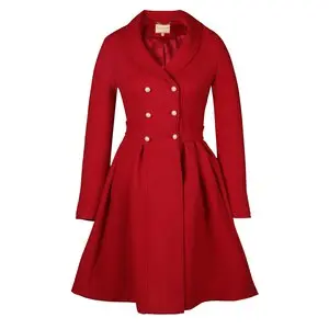 SANTINNI Kennedy 100% Wool Dress Coat In Rosso