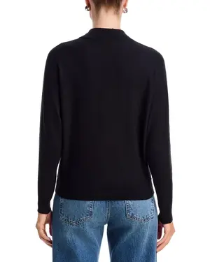 T Tahari Crystal Embellished Yoke Mock Neck Sweater - Black