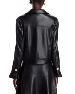 DOLCE CABO Faux Leather Ruffle Trim Jacket