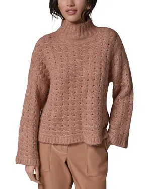 Donna Karan New York Mock Neck Basketweave Sweater
