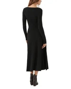 Karen Kane Round Neck Rib Knit Seamless Midi Sweater Dress