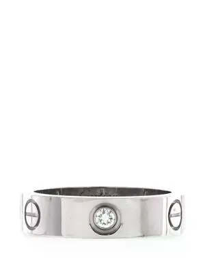 Cartier Love 3 Diamonds Band 18k White Gold With Diamond Ring - Silver