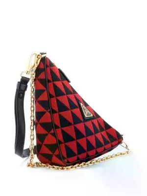 Prada Symbole Triangle Bag Leather And Jacquard Mini Shoulder Bag