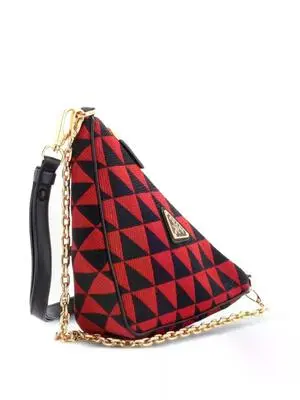 Prada Symbole Triangle Bag Leather And Jacquard Mini Shoulder Bag - Multicolour