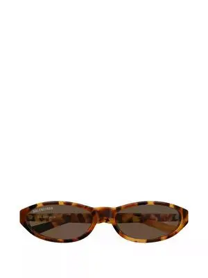 Balenciaga Neo Tortoiseshell-effect Oval-frame Sunglasses - Brown