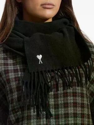 AMI Paris Wool Scarf With De Coeur
