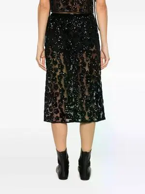Cecilie Bahnsen Bria Sequin-embellished Floral Midi Skirt