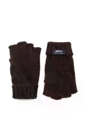 Comme Des Garçons Logo-patch Fingerless Gloves - Brown