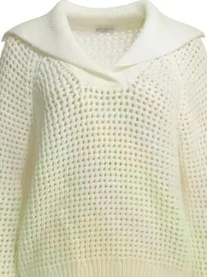 Brunello Cucinelli Open-knit Sailor-collar Sweater